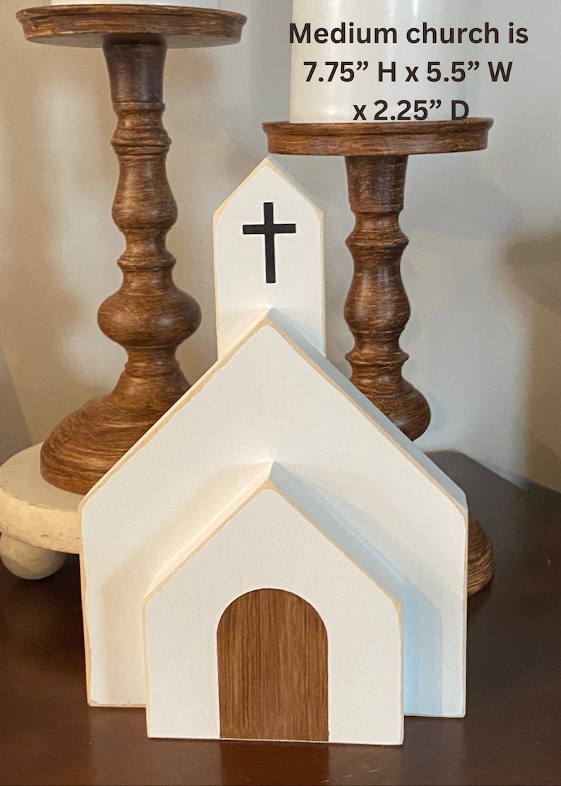 Distressed White Wood Church, Farmhouse Easter Decor, Handmade ...