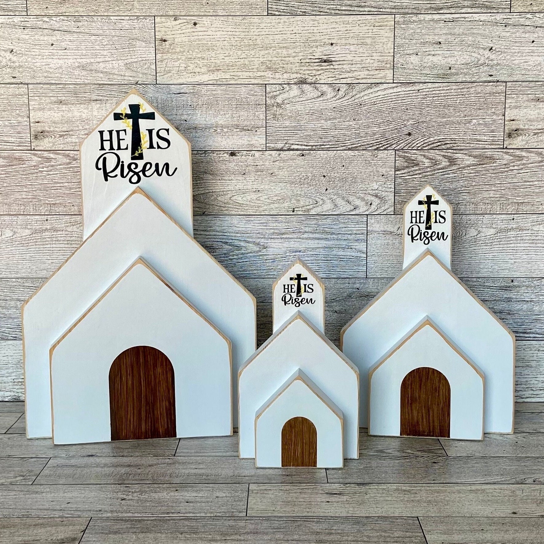 Wood Church Decoration, Easter Tabletop Décor, He is Risen, Easter or ...