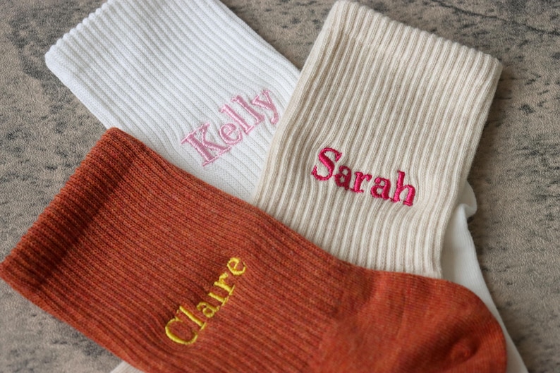 Women’s Custom Name Socks Custom Embroidered Name on Soft Cotton Crew ...