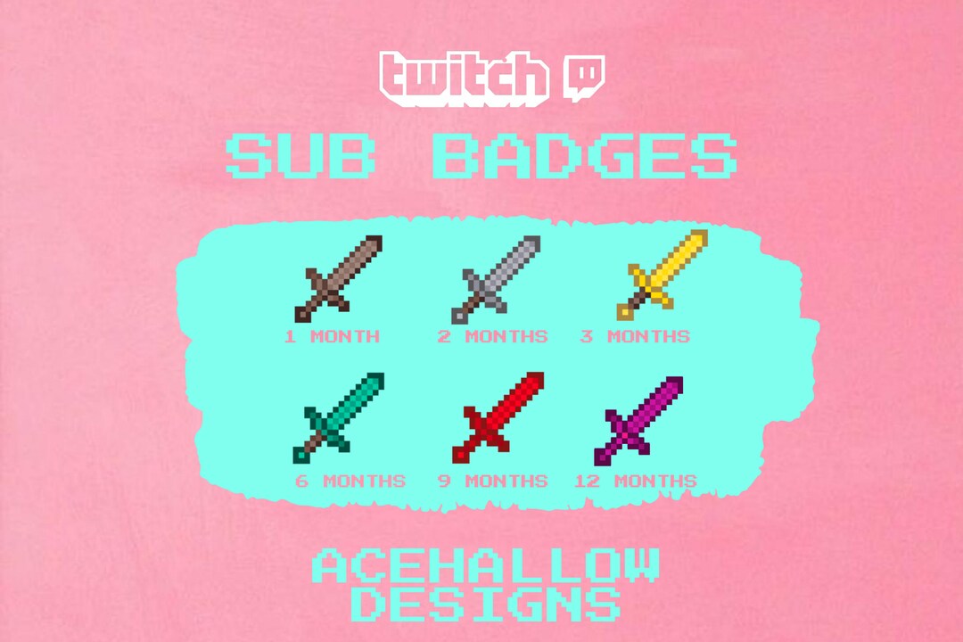 8 Bit Pixel Sword Twitch Subscriber Badges - Etsy