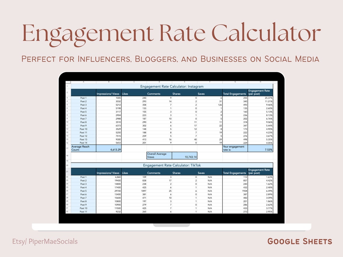 Engagement Rate Calculator for Social Media | Instagram, Tiktok, and ...