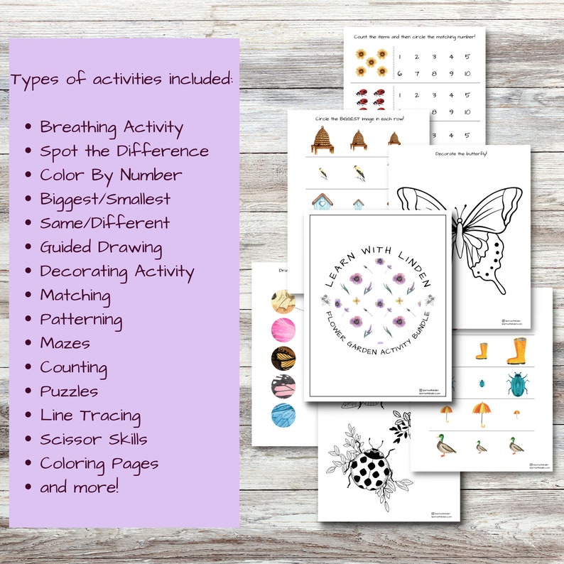 Flower Garden Activity Bundle for Kids, Printable PDF; Preschool ...