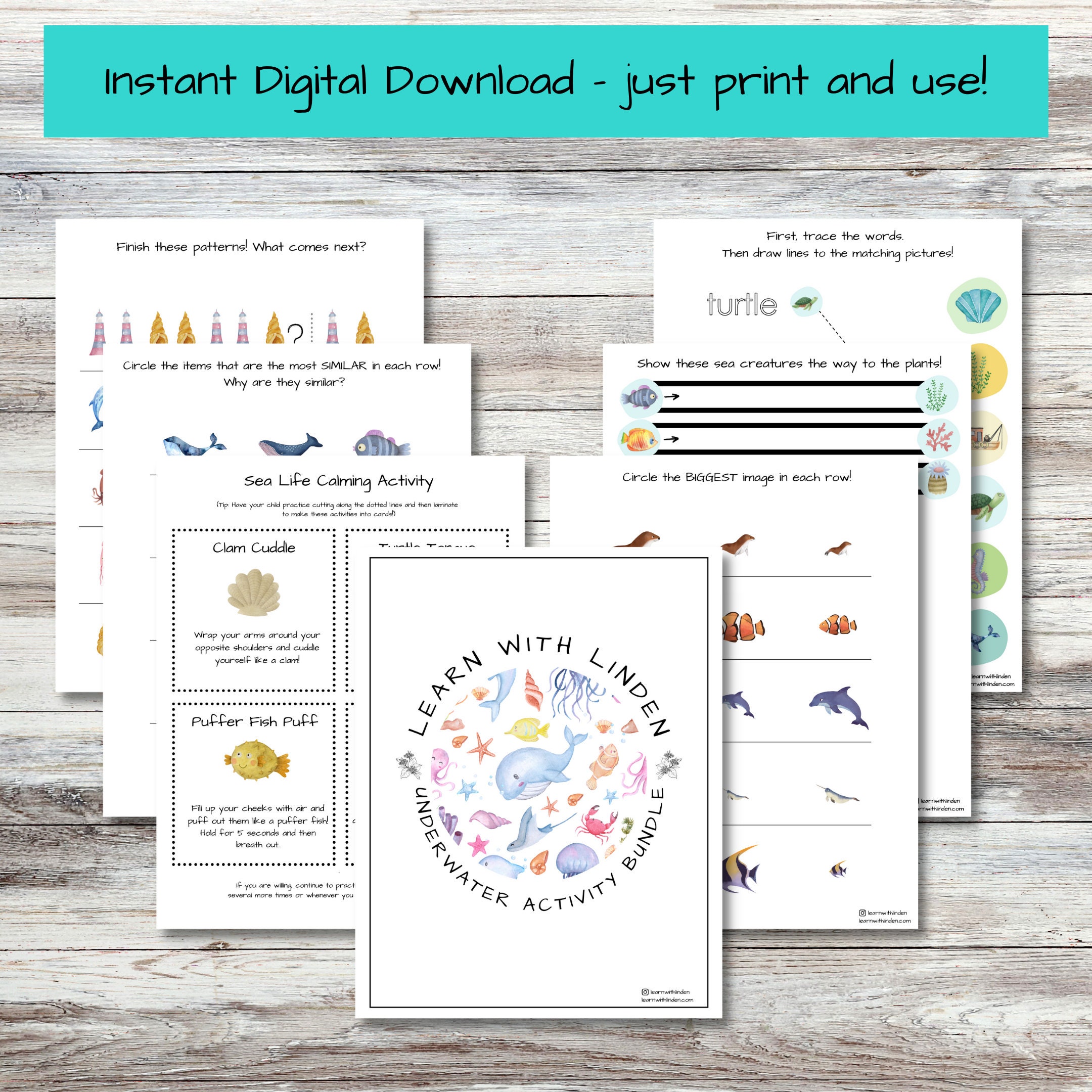 Underwater Activity Bundle for Kids, Printable PDF, Preschool ...