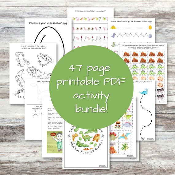 Dinosaur Activity Bundle for Kids Printable PDF Preschool - Etsy