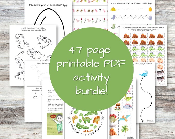 Dinosaur Activity Bundle for Kids, Printable PDF, Preschool, Homeschool ...