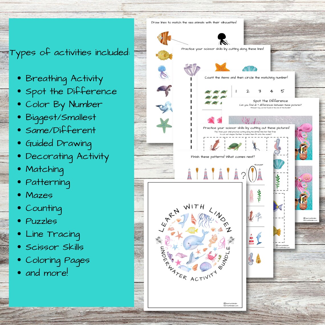 Underwater Activity Bundle for Kids, Printable PDF, Preschool ...
