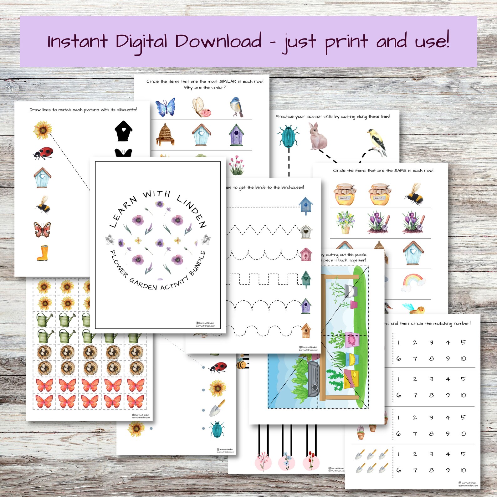 Flower Garden Activity Bundle for Kids, Printable PDF; Preschool ...