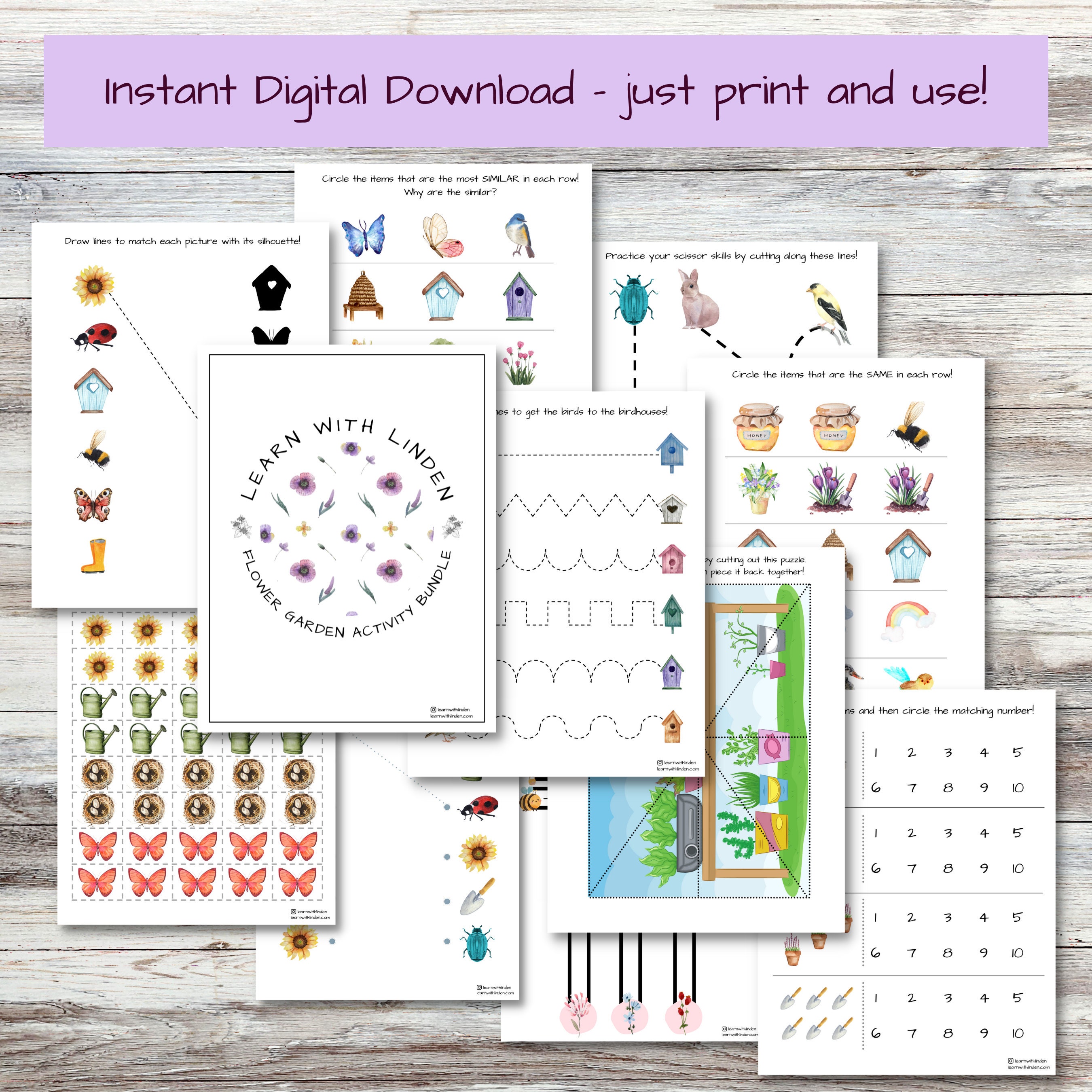 Flower Garden Activity Bundle for Kids, Printable PDF Preschool ...