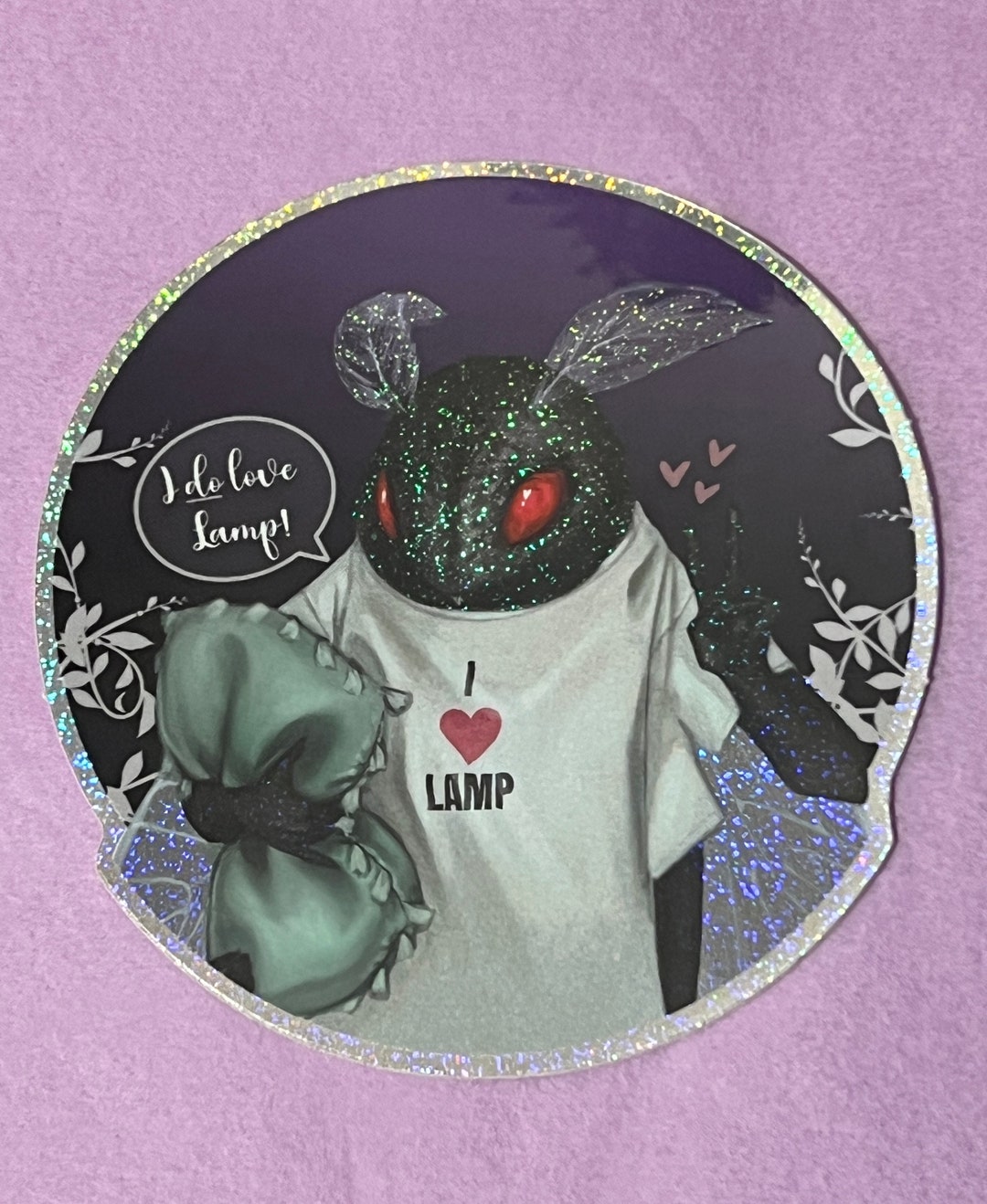 Mothman Loves Lamp Sticker - Glitter Vinyl - Etsy