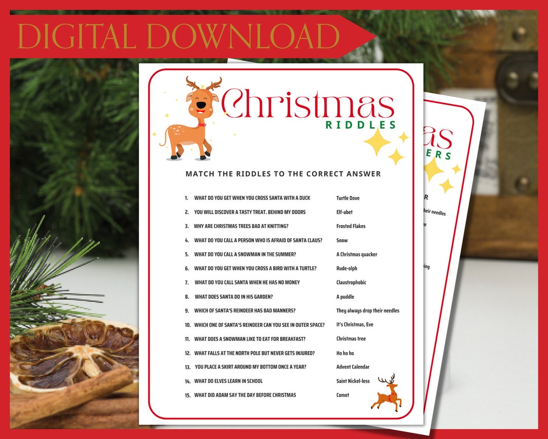 Christmas Riddles With Answer, Xmas Printable Games, Christmas Party ...