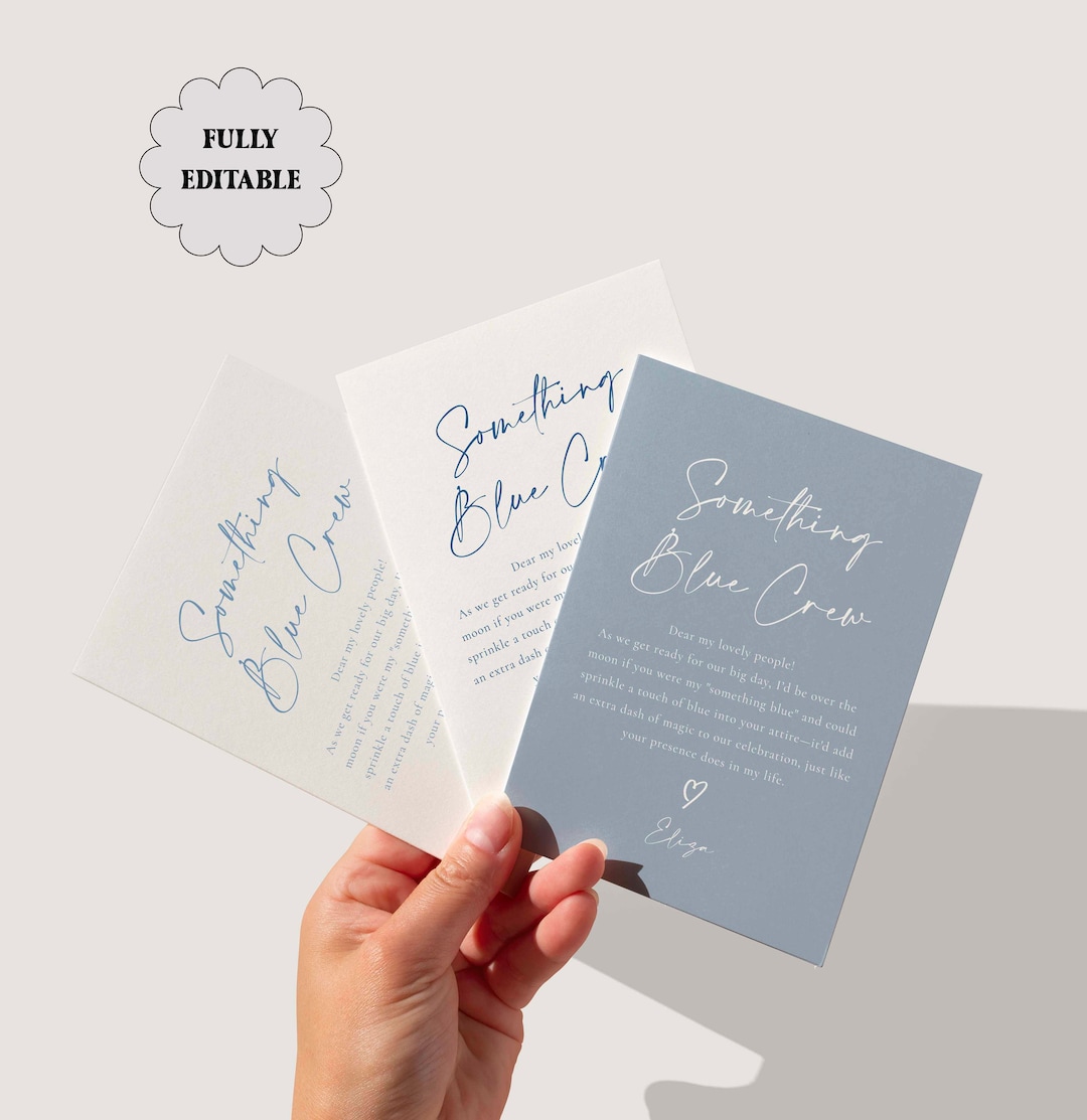 Something Blue Crew Proposal Card Template (editable 5x7, 4x6, A6) - Etsy