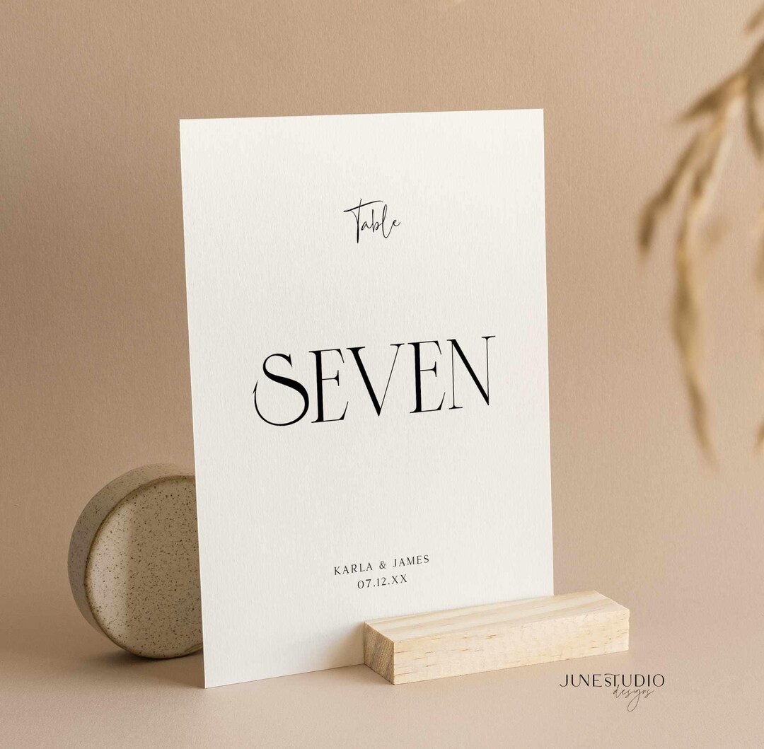 Minimalist Wedding Table Number Sign Template: Modern Chic Typography ...