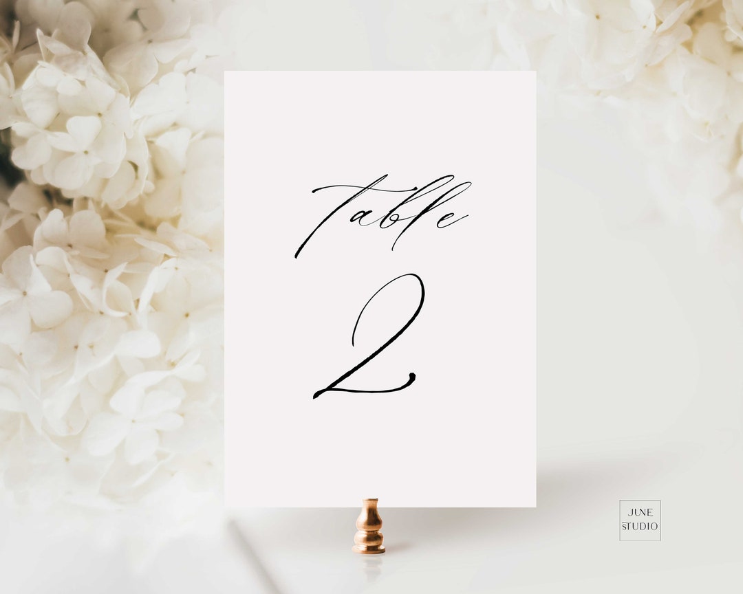 Elegant Wedding Table Number Template Editable Elegant Table Number ...