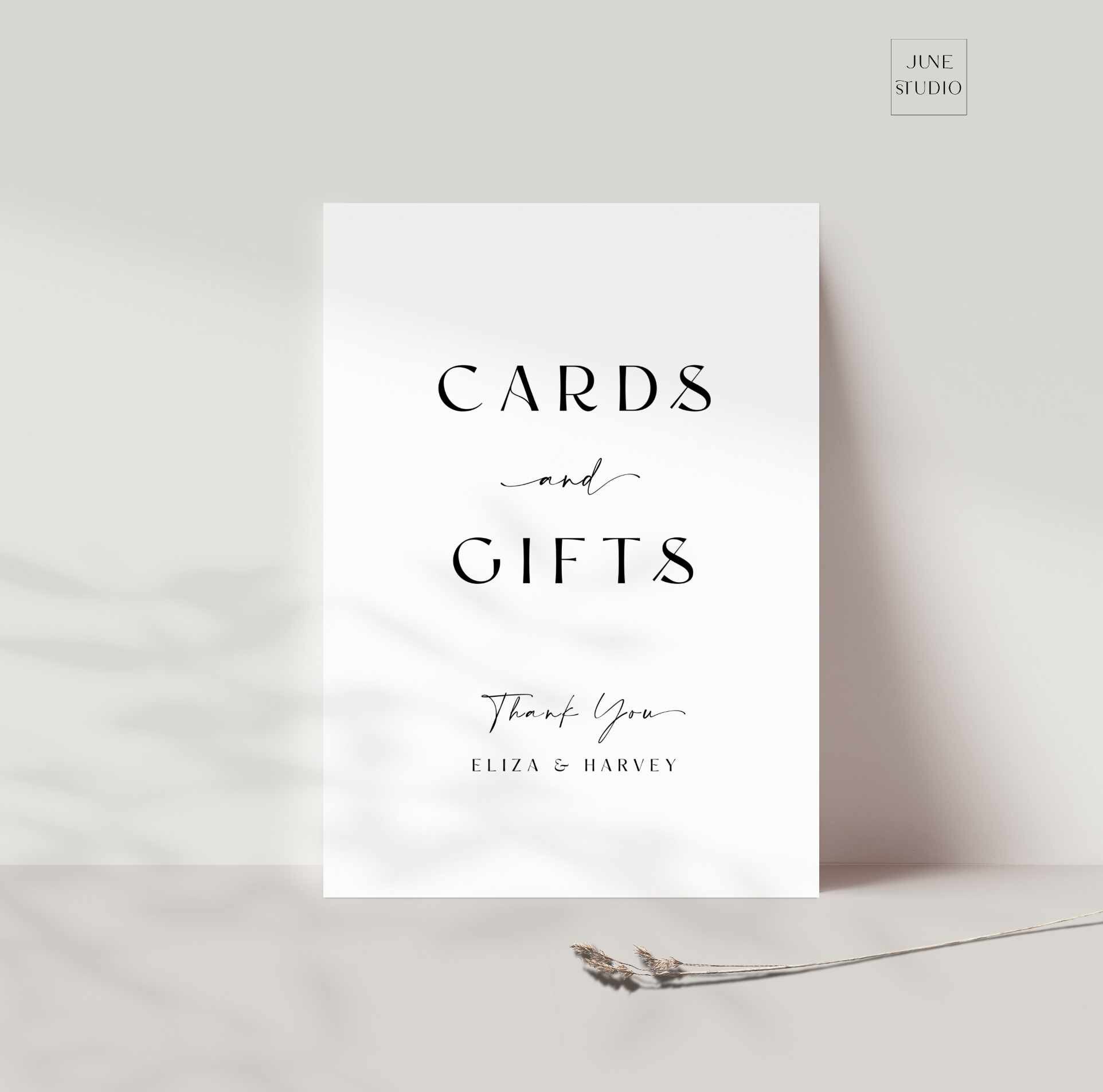 Modern Wedding Cards and Gifts Sign: Minimalist Eliza Template (digital ...