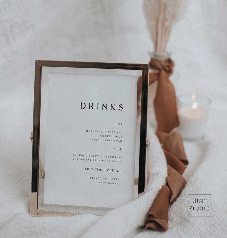 Minimalist Wedding Mini Table Bundle Bar Menu Drinks - Etsy Australia