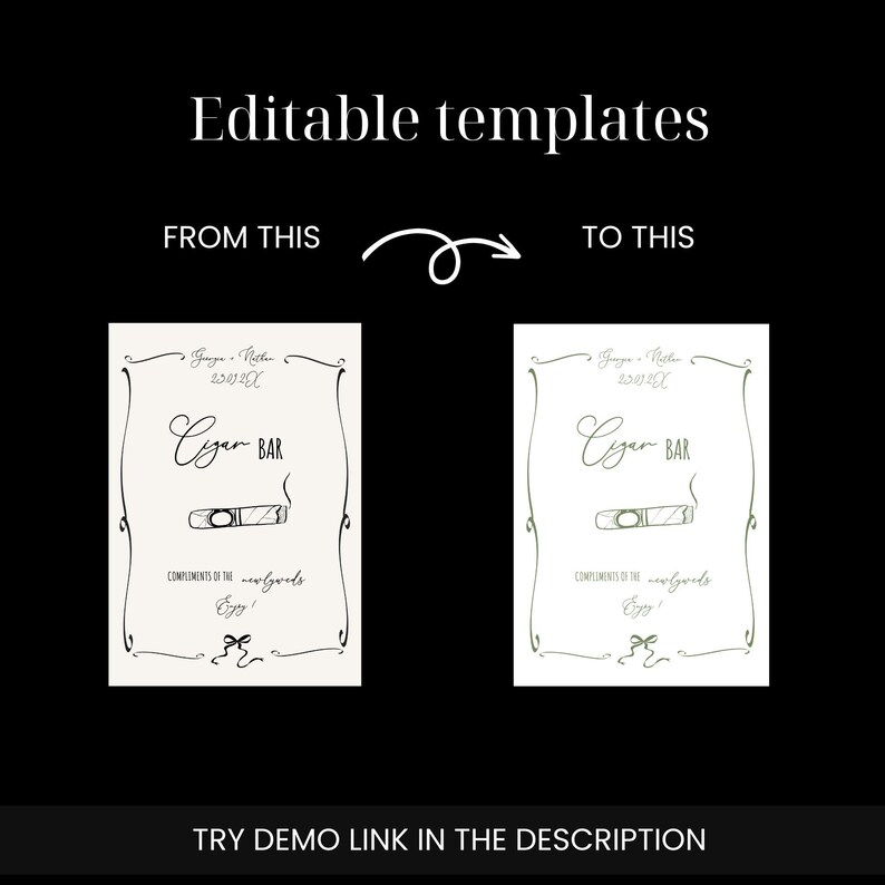 Cigar Bar Sign Editable Template Hand-drawn French Vintage Inspired ...