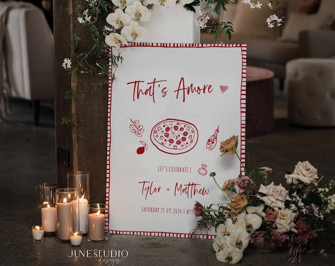 That's Amore Sign, Wedding Rehearsal Sign, Pizza Party Sign, Engagement ...