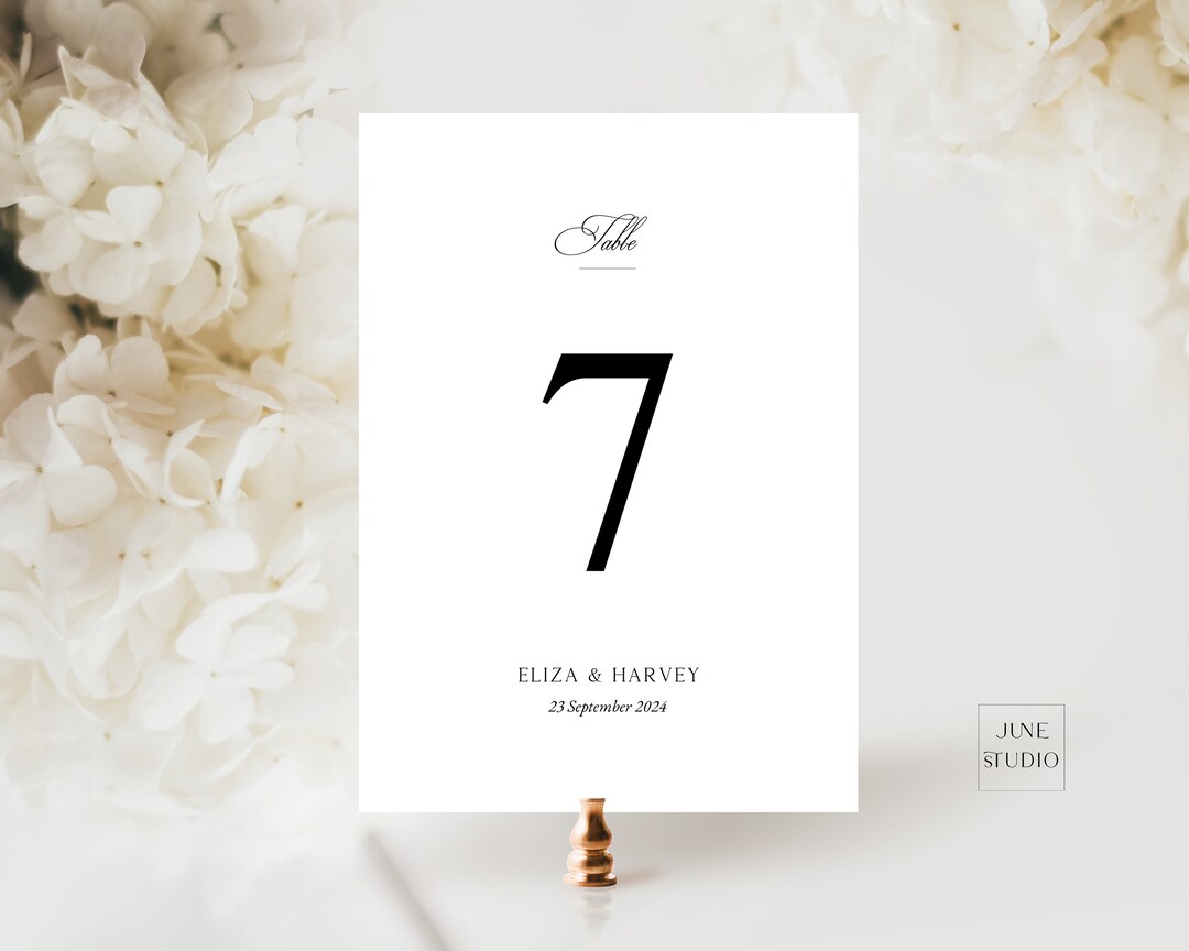 Wedding Table Number Template Printable Personalized Classic Table ...