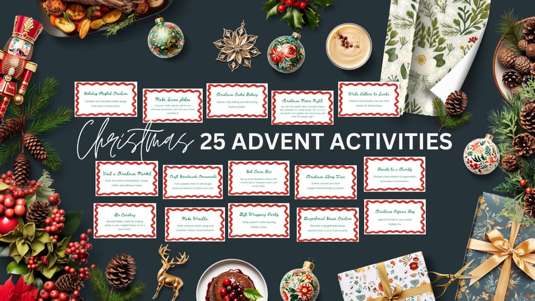 Printable Advent Activities Card for Family Template Editable Advent ...