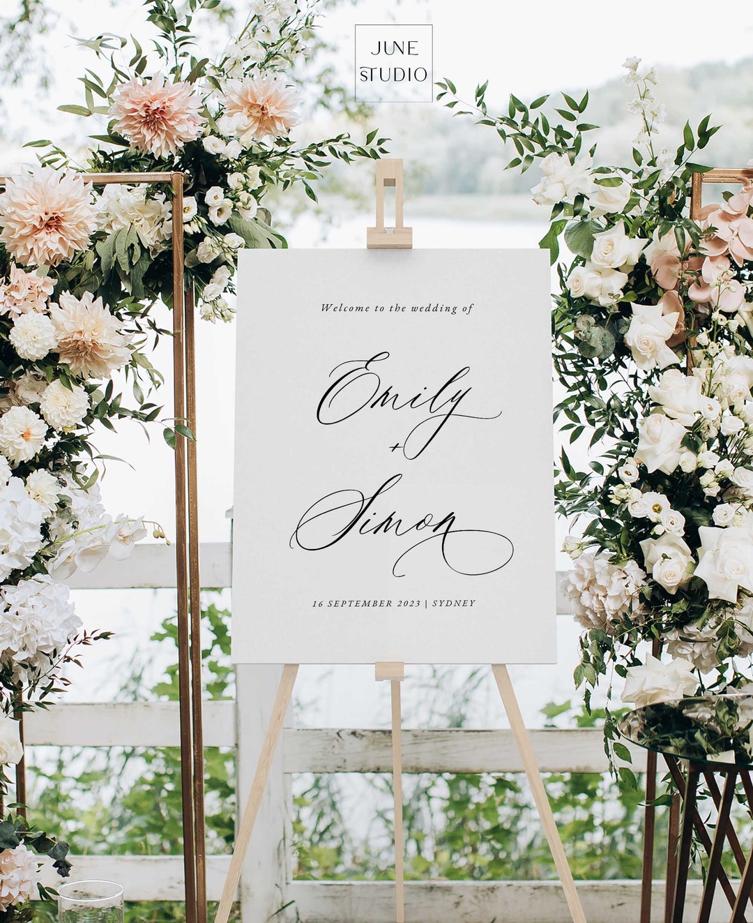 Elegant Script Wedding Welcome Sign: Modern Calligraphy Wedding Welcome ...