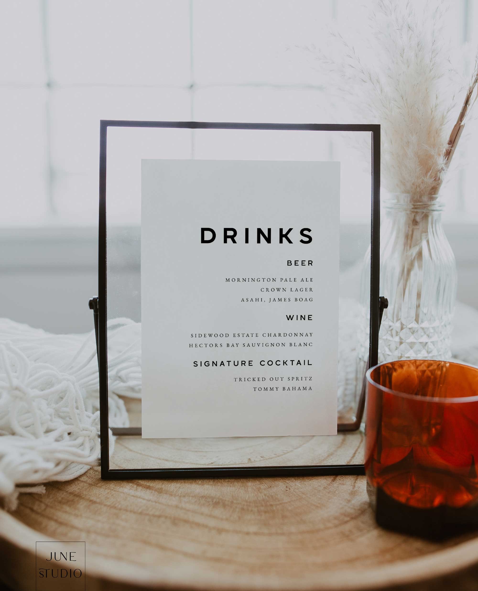 Modern Bar Menu Sign Template Editable Minimalist Drink Menu - Etsy