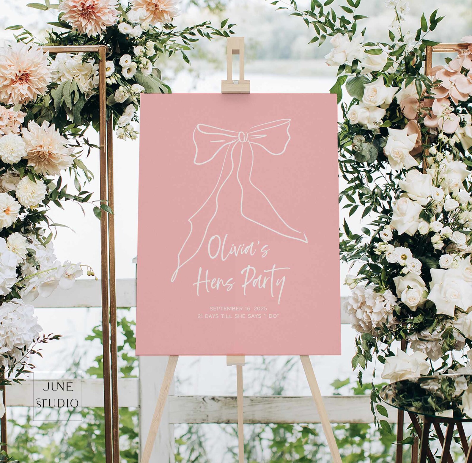Bow Hens Party Welcome Sign Template Hand-drawn Illustration ...