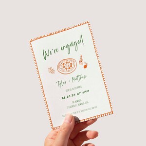 Pizza Engagement Invitation Template Italian Themed Handwritten Couple ...