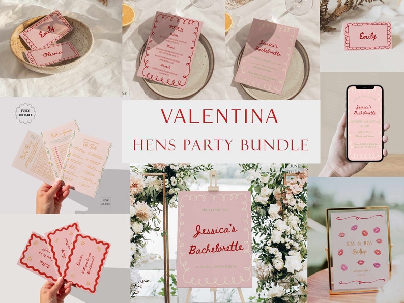 Hand Drawn Hens Party Invitation Template Editable Wavy Bachelorette ...