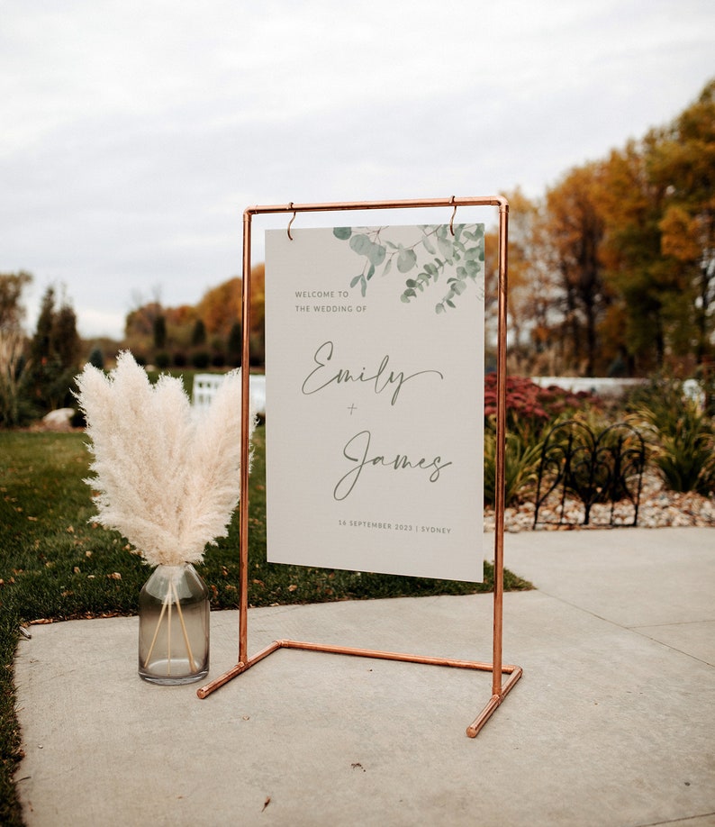 Eucalyptus Wedding Welcome Sign Template: Rustic Greenery Welcome ...