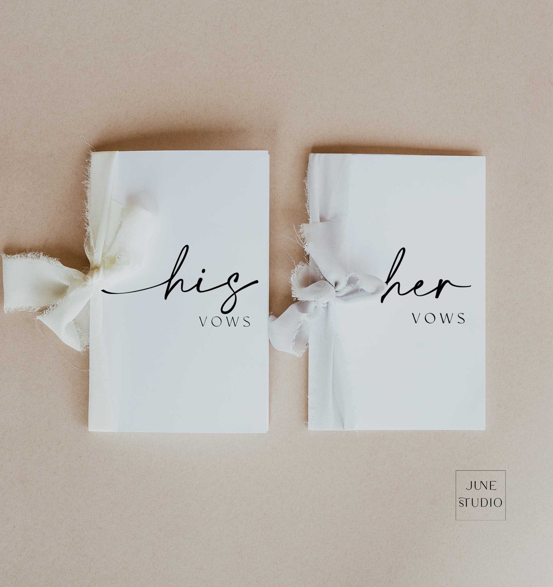 Calligraphy Wedding Vows Booklet: His & Hers DIY Template (editable ...