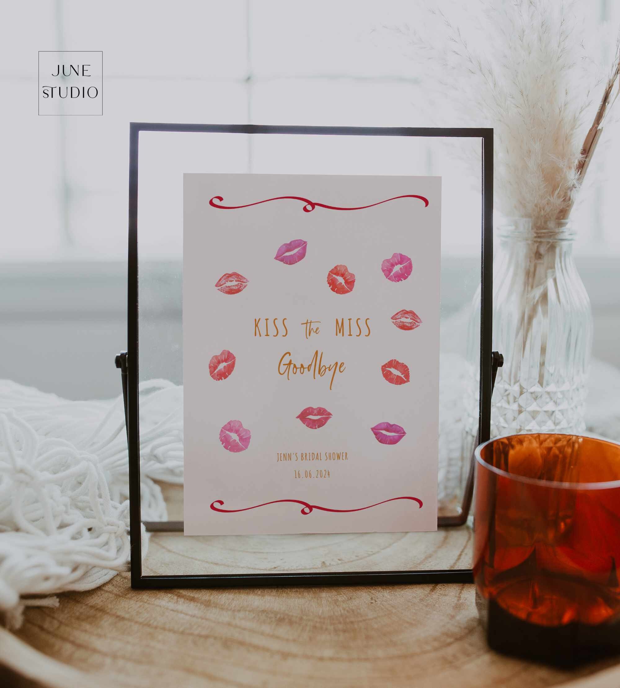 Kiss the Miss Goodbye Sign Template Hens Party Cute Script - Etsy