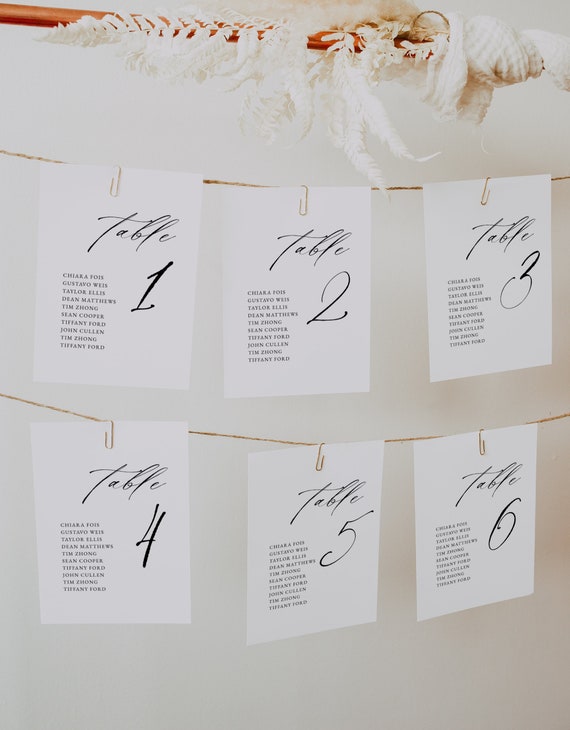 Table Seating Chart By Table Number Template