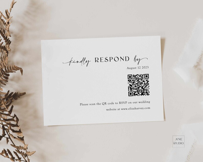 Minimal Wedding Invitation QR Code RSVP Template Editable - Etsy
