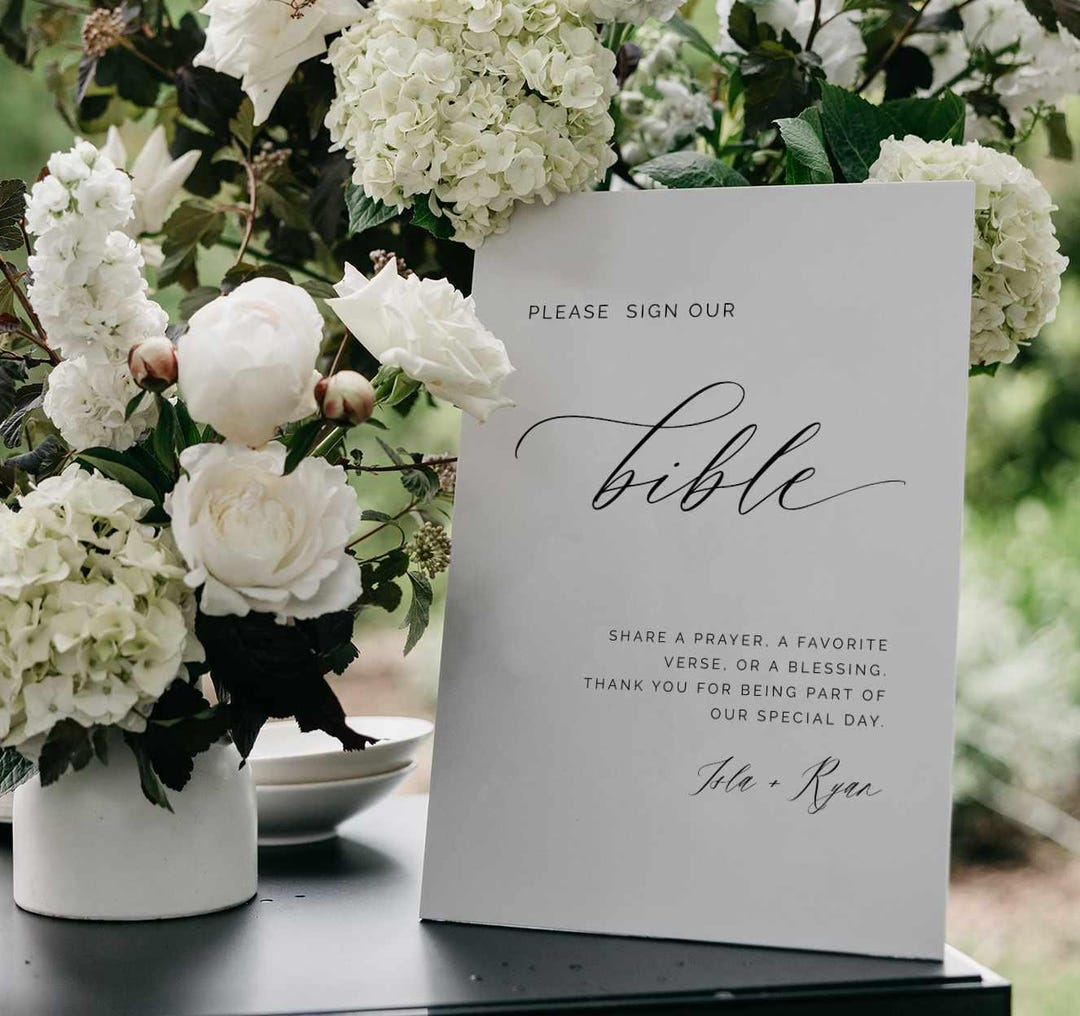 Wedding Guest Book Bible Sign: Elegant Christian Decor (printable ...