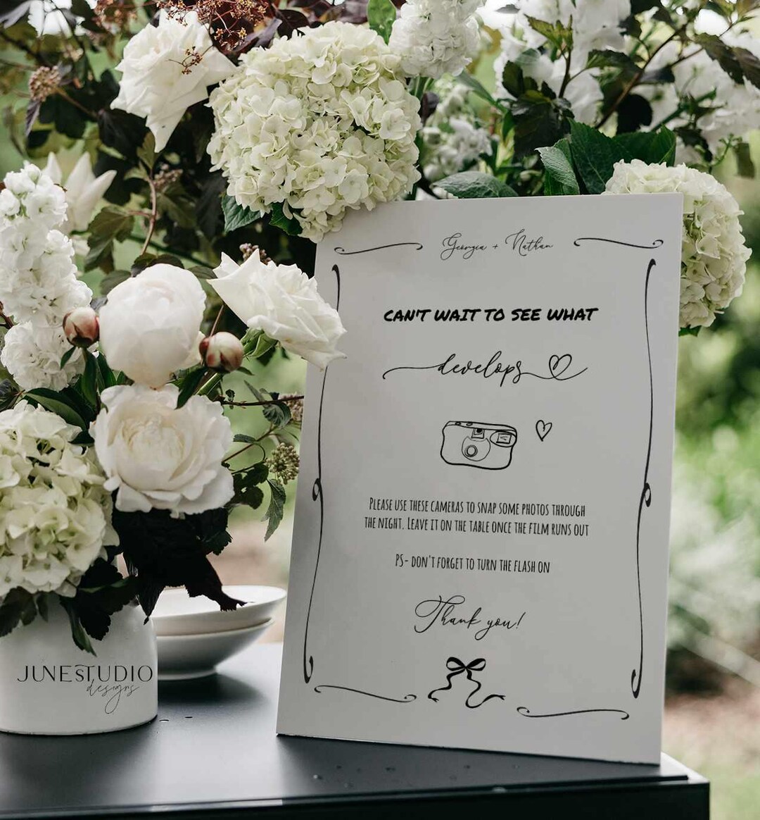 Disposable Camera Sign Wedding Template Illustrated Hand Drawn Snap A ...