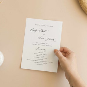 Modern Wedding Program Fan Template Elegant Calligraphy Program Fan ...