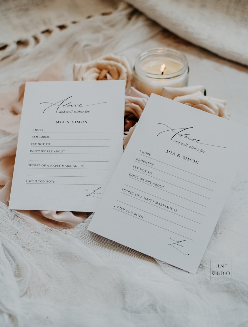 Minimal Wedding Advice Card Template Editable Advice for the - Etsy