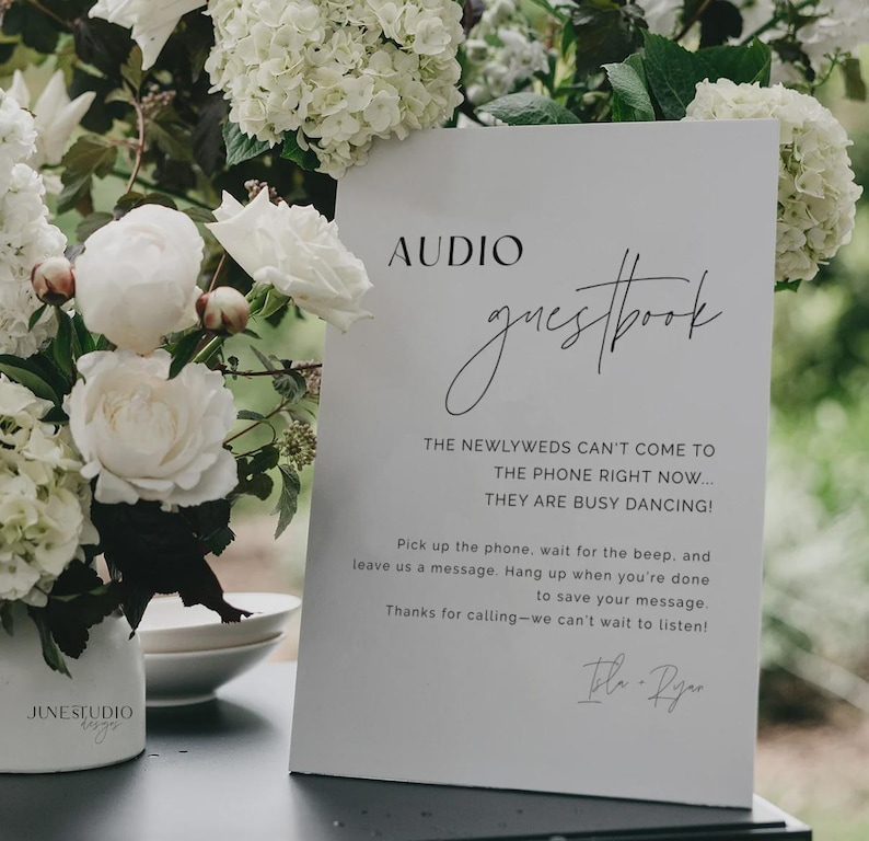 Audio Guest Book Sign Template: Modern Minimalist Wedding Voicemail ...