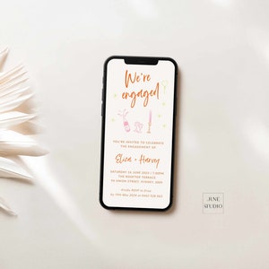 Vibrant Engagement Party Invite Hand Drawn Hand Written Funky Digital ...