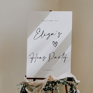 Minimalist Hen's Party Sign Modern Calligraphy Bachelorette Party Sign ...
