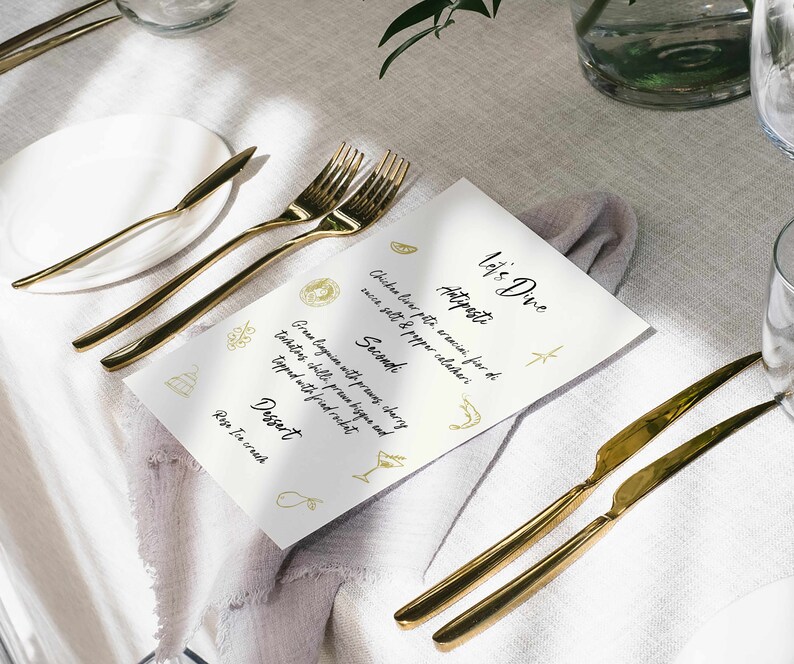 Wedding Menu Hand Drawn Template Funky Engagement Party Menu Card Cute ...