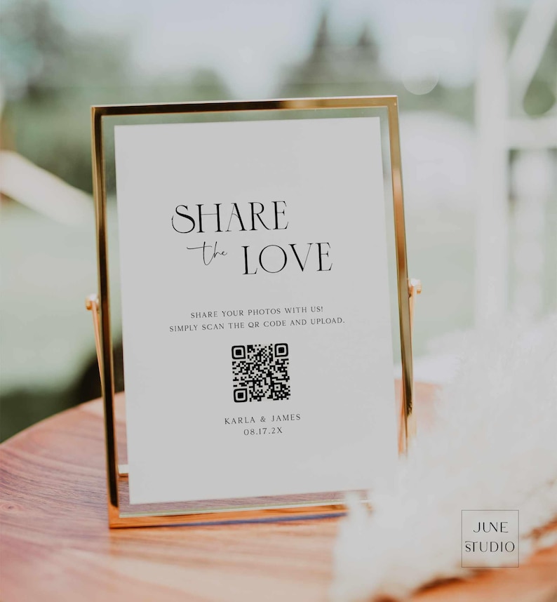 Share the Love Wedding Photo QR Code Sign: Capture the Love Card Take ...