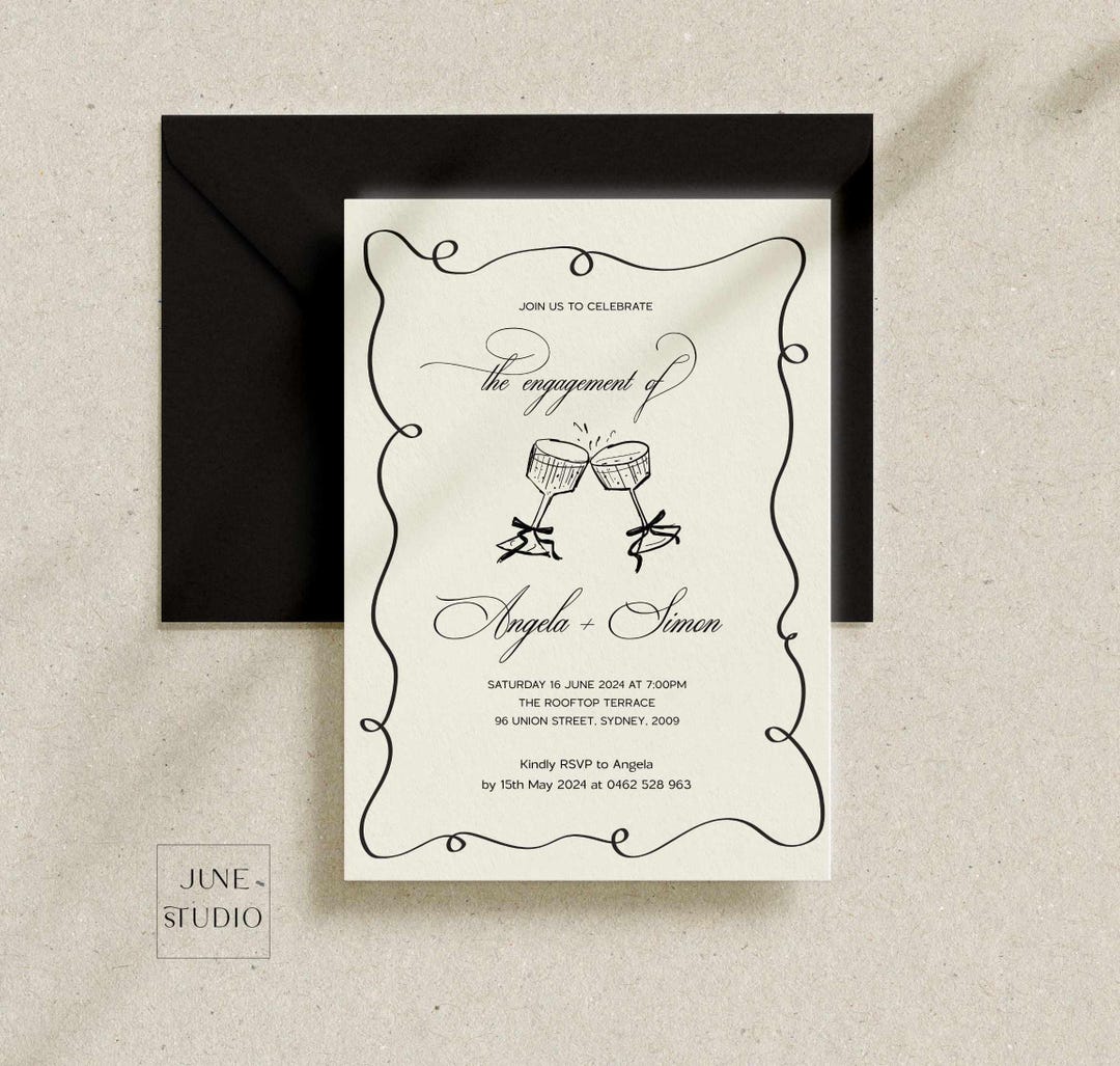 Hand Drawn Engagement Invitation Template Hand Written Digital ...