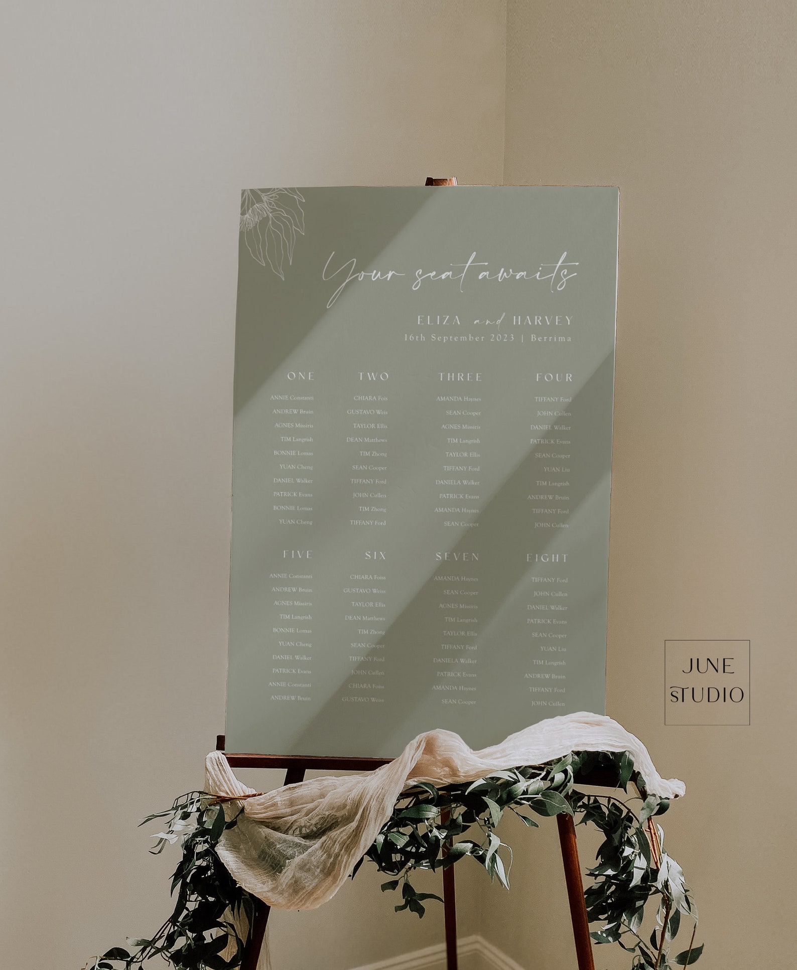 Sage Green Wedding Seating Chart Template Greenery Wedding - Etsy