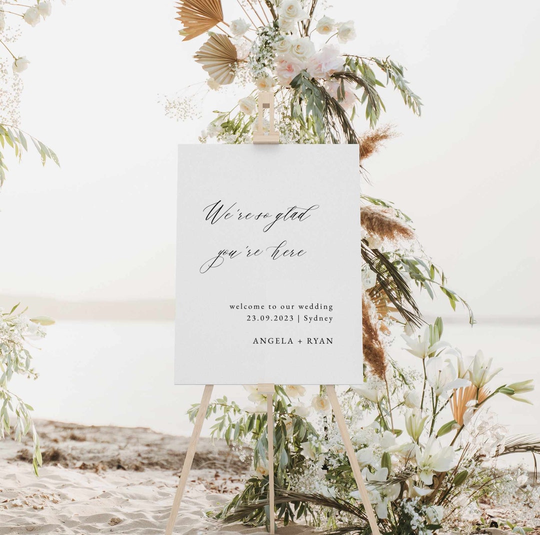 Modern Calligraphy Wedding Welcome Sign Template (editable, Digital ...