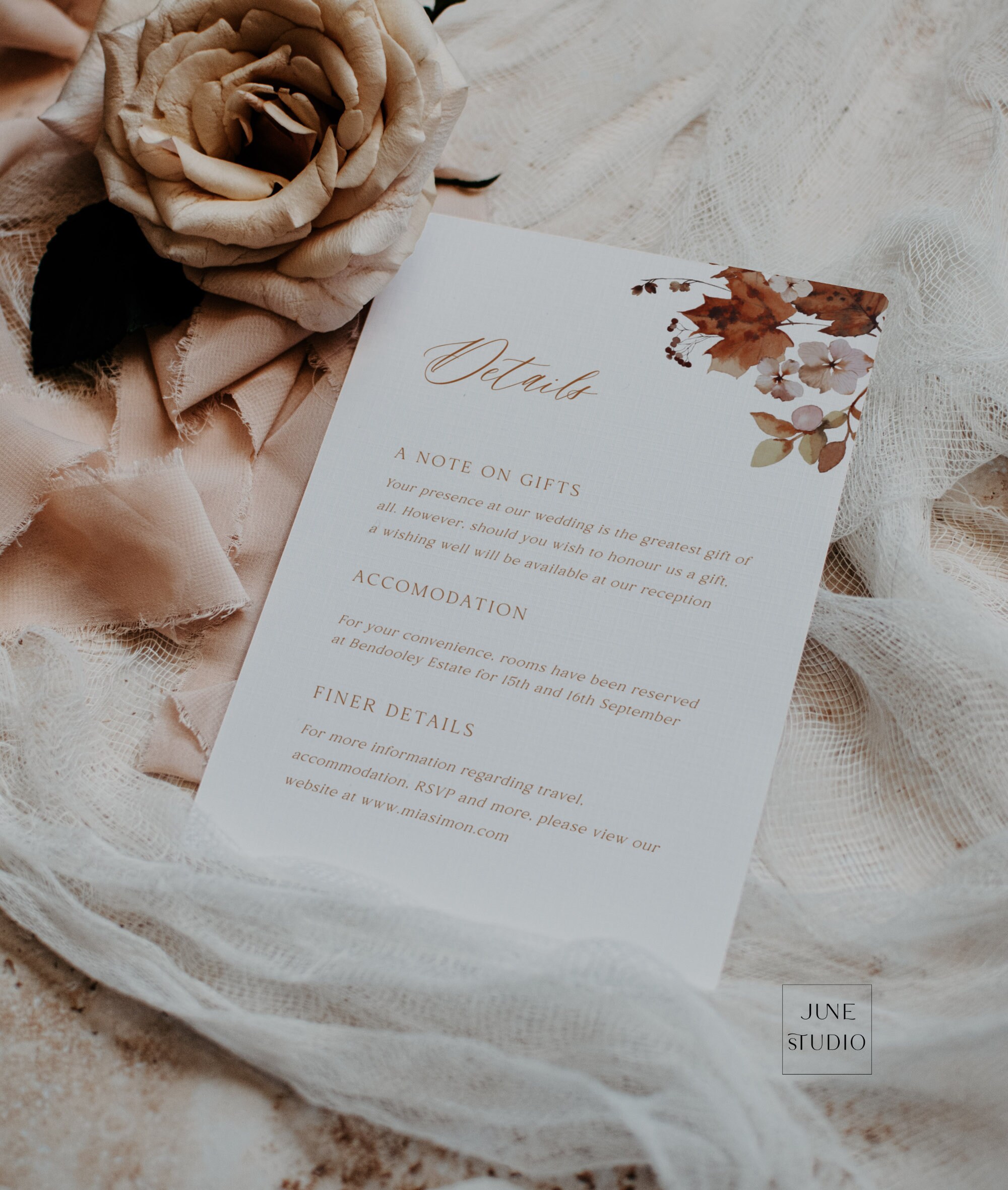 Rustic Boho Wedding Invitation Set Template Simple Floral Invitation ...