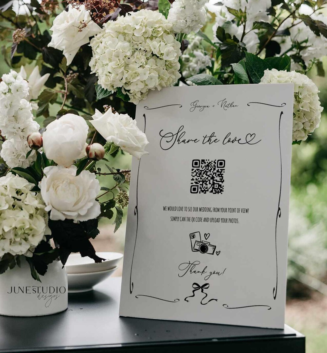 Wedding Photo Share QR Code Template Editable Capture the Love Wedding ...
