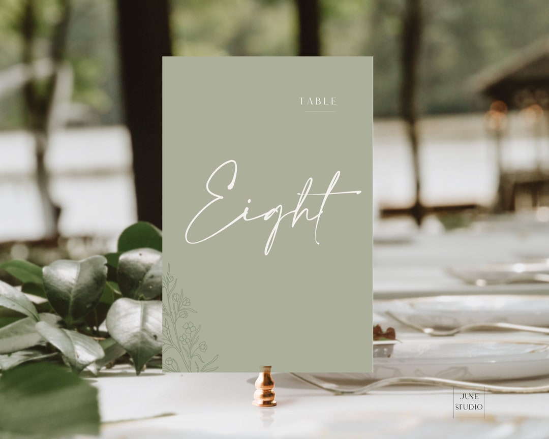 Sage Green Wedding Table Number Template Floral Wedding Table - Etsy