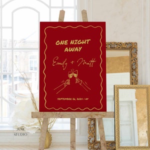 Unique Wedding Welcome Sign Template: Illustrated Wavy Border (digital ...