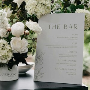 Sage Green Bar Menu Sign Template, Editable Wedding Drinks Menu ...